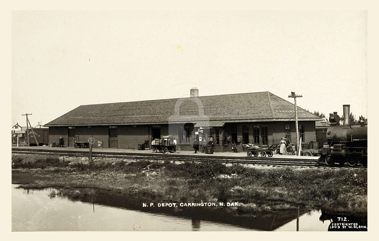 Northern Pacific Railroad Depot Carrington, ND 1909 RPPC Photo Postcard ...