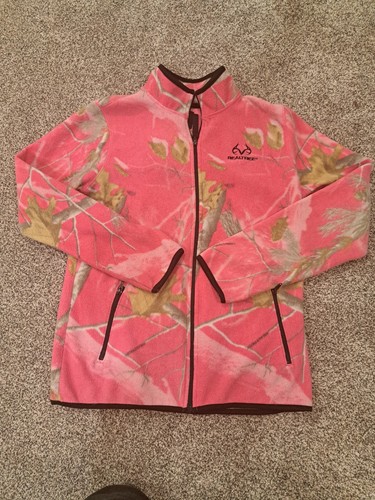 Womans Pink Realtree Fleece Camo Zip Up Jacket | eBay