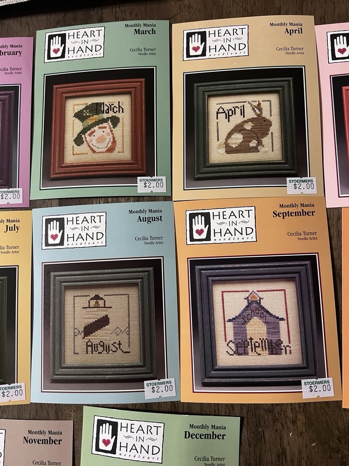 Heart In Hand 12 Month Complete Cross Stitch Kits Fabric Floss And 12 ...