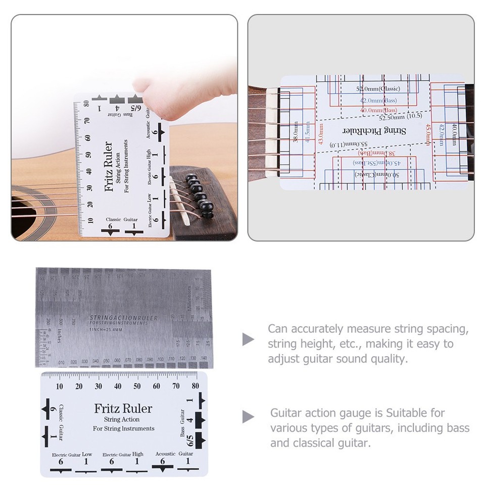 2 Pcs String Height Gauge for Guitar Setup Tools Action Scale Ruler ...