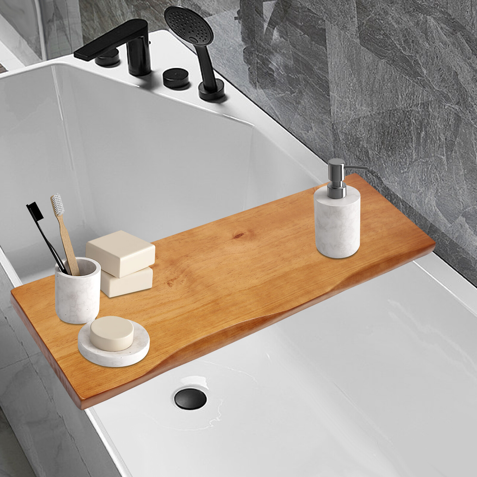 Teak Bathtub Tray - Bathtub Caddy for Luxury Bath Foldable Bath Tray ...