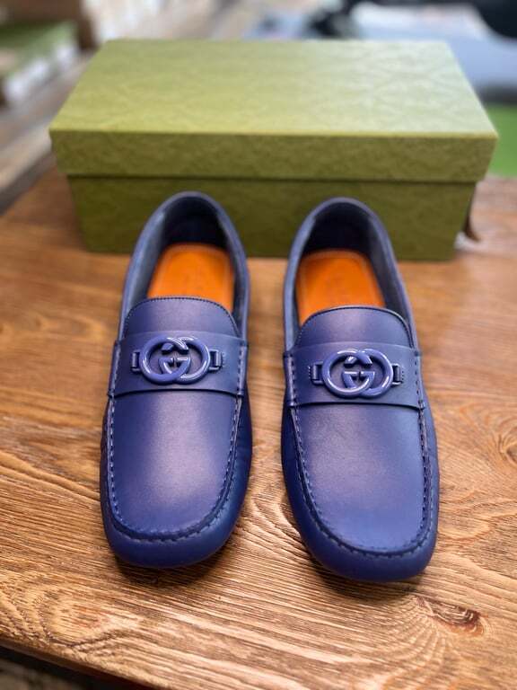 GUCCI Men’s Blue Interlocking GG Driver Loafers 8 UK, 8.5 US | eBay