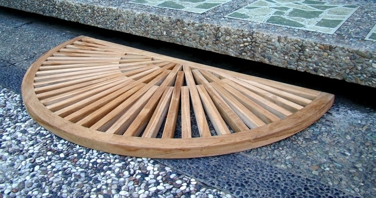 Grade-A Teak Wood Sun Burst Bath Spa Floor Mat Shower Outdoor Garden ...