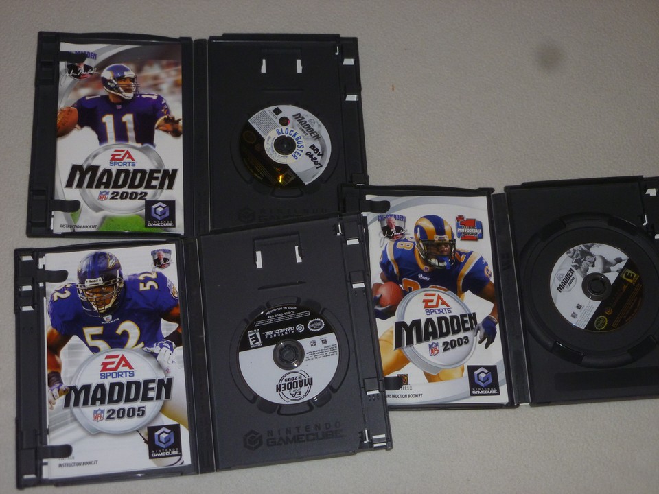 NINTENDO GAMECUBE FOOTBALL GAME LOT MADDEN NFL 2002 2003 2005 COMPLETE ...