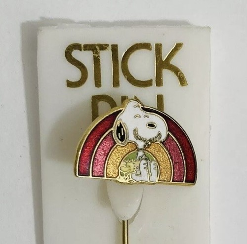 VTG Aviva Jewelry RAINBOW SNOOPY Happy Day Peanuts Enamel STICK LAPEL ...