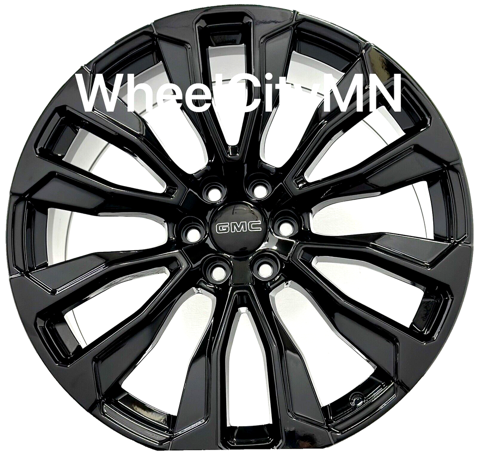 22” Gloss Black 14025 OE Replica Wheels fits 2025 GMC Yukon AT4 Sierra ...