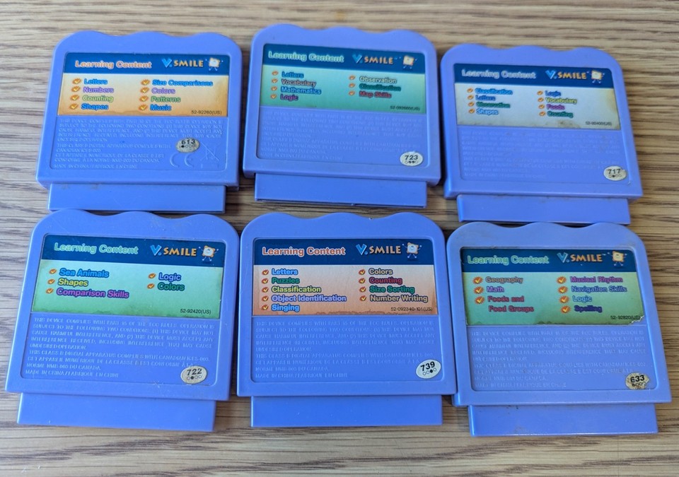 Lot Of 6 Vtech V.Smile Game Cartridges Nemo,Blues Clues,Cars,Thomas ...