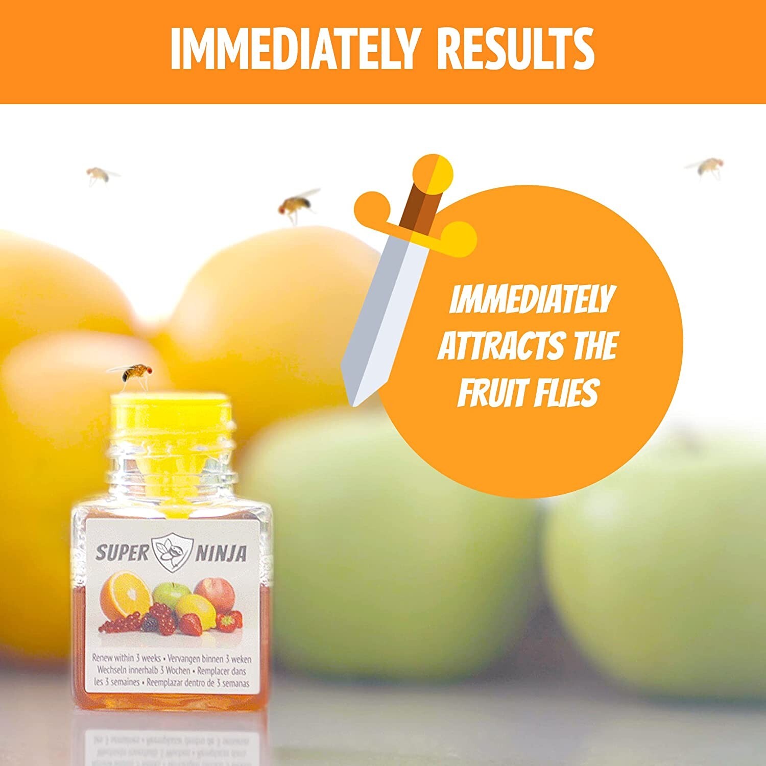 Super Ninja - Fruit Fly Trap - Single Pack - Highly Effective ...