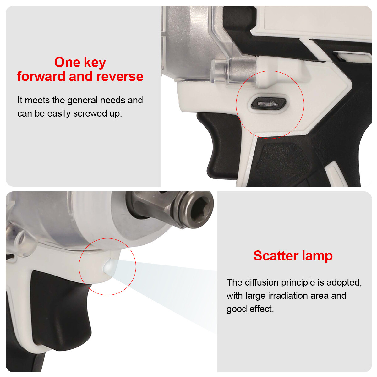 580Nm 21V Cordless Electric Impact Wrench Drill Gun Ratchet Driver w/ 2 ...