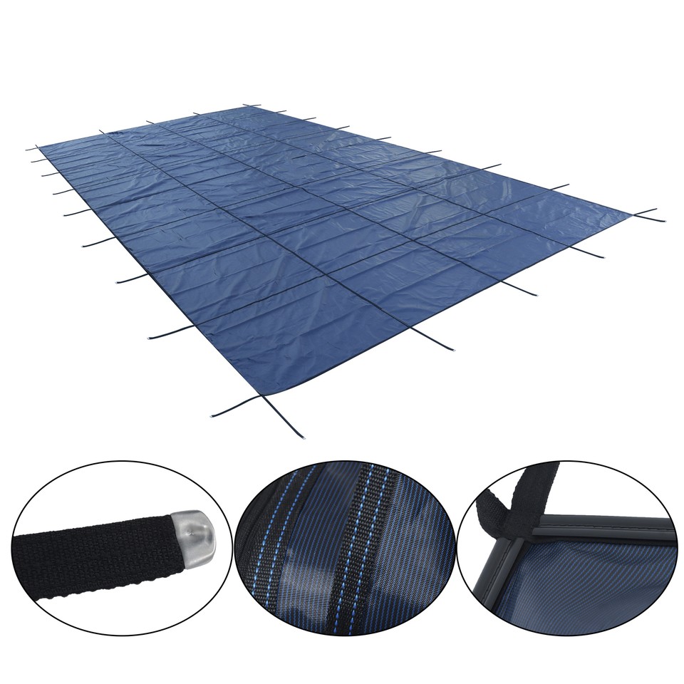 For 20x40 ft Rectangle Inground Blue Mesh Winter Safety Cover Pool ...