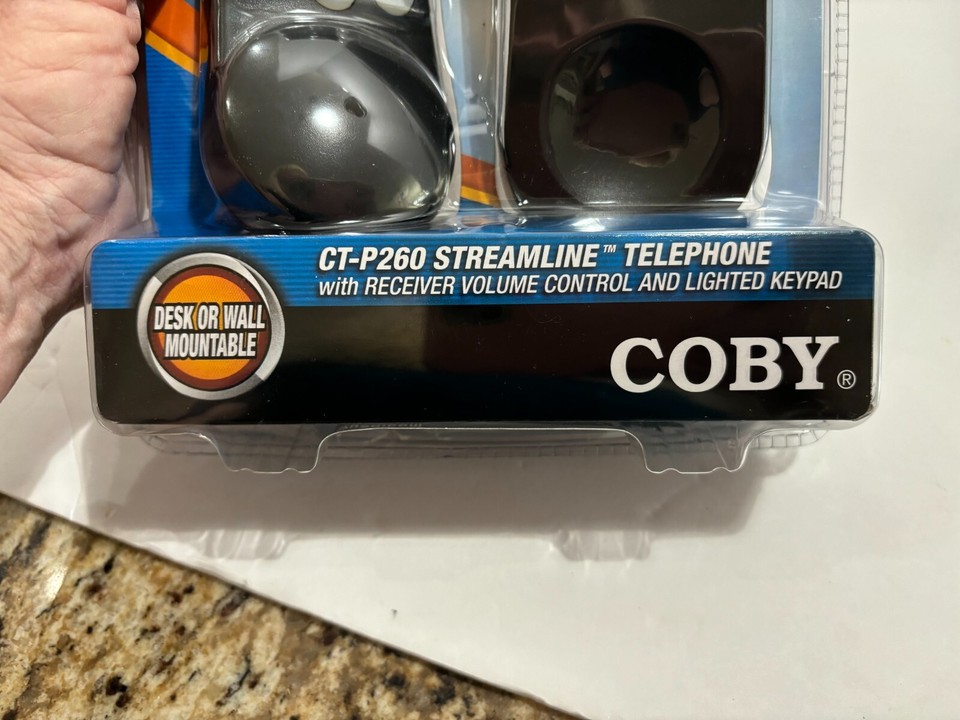 New Sealed Coby CT-P260 Streamline Telephone Phone Black Volume Control ...