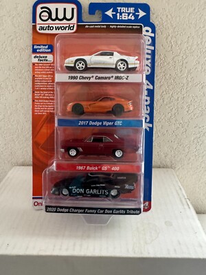 Auto World Deluxe 4 Pack Camaro / Dodge / Buick / Funny Car Don Garlits ...
