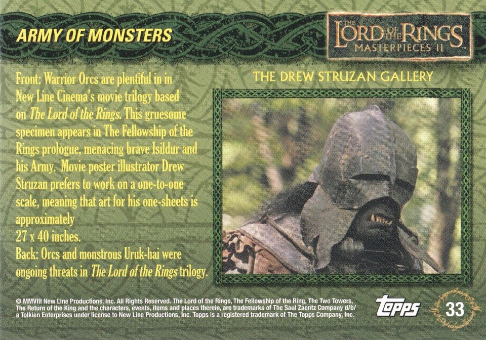2008 Topps Lord of the Rings Masterpieces II Card #33 Army of Monsters ...
