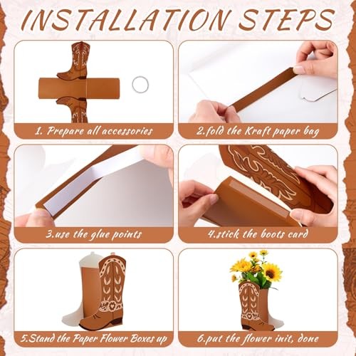 12 Set Western Cowboy Boots Flower Boxes Centerpiece Boot Shape Gift ...
