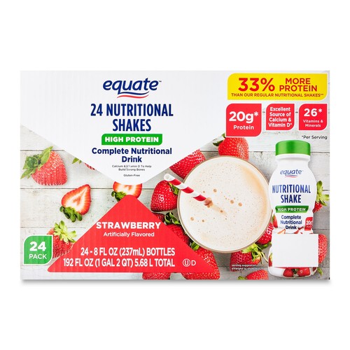 Equate - High Protein Nutritional Shake Strawberry Flavored 24 (8 Fl Oz ...
