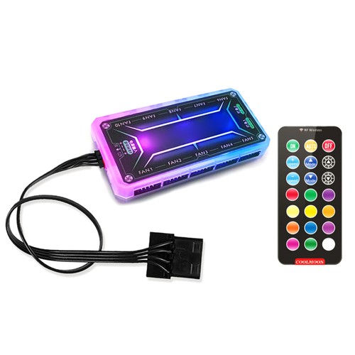 PC Cooling Fan Hub RGB Fan Controller Remote Control Computer Case ...