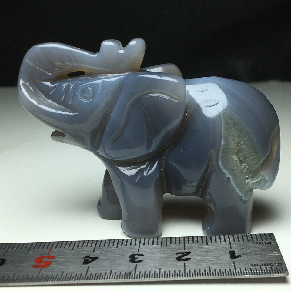 Natural Crystal Mineral Specimen.Geode Agate. Hand-carved Elephant ...