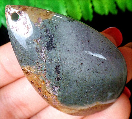 50x32x7mm Natural Brown&Gray Polychrome Jasper Teardrop Pendant Bead ...