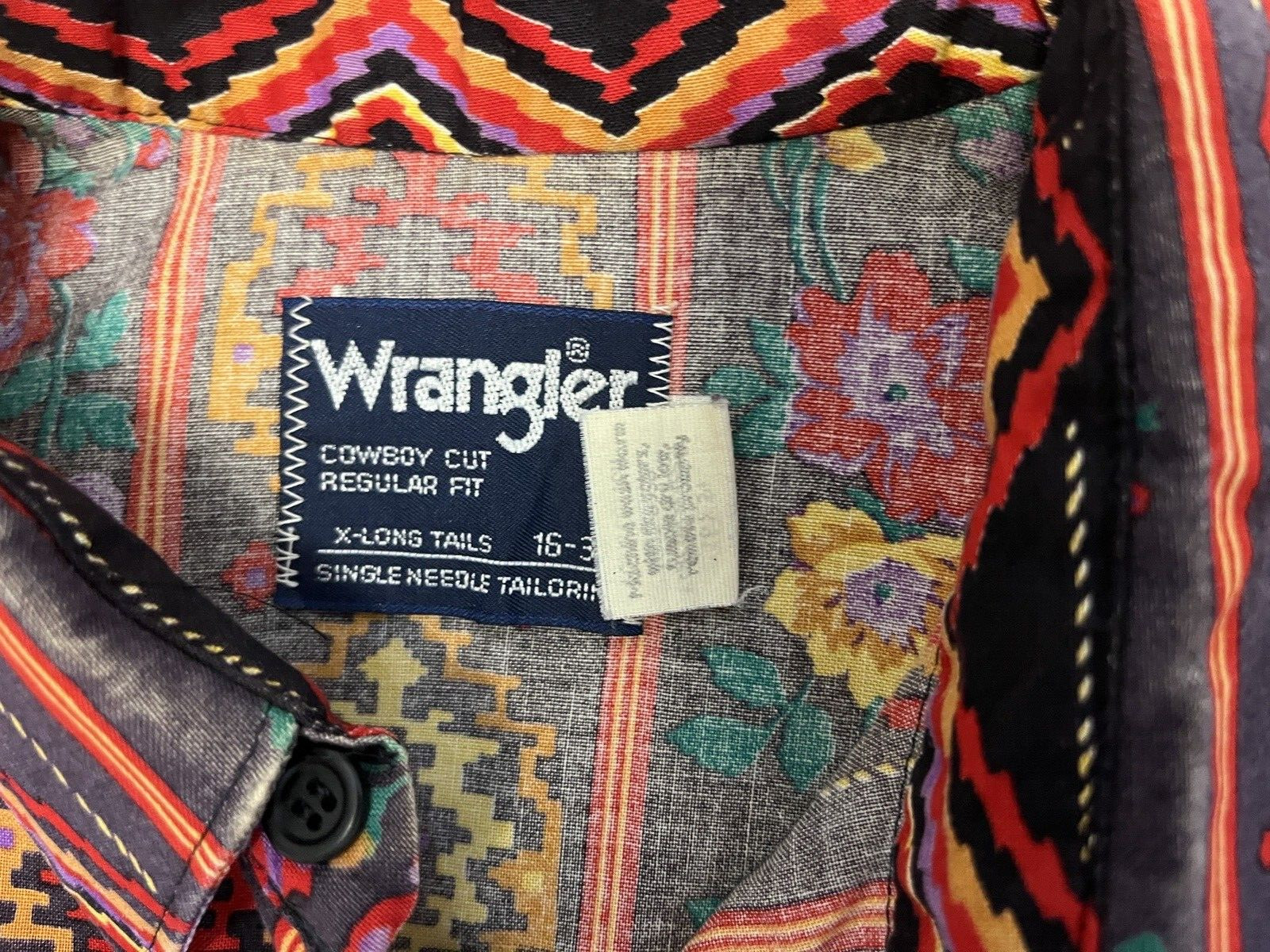 Vintage Wrangler Western Shirt Aztec Southwestern Flo… - Gem