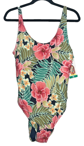 Hurley Swimsuit Women's XL Floral Print One Piece Back Cut Out Adj ...