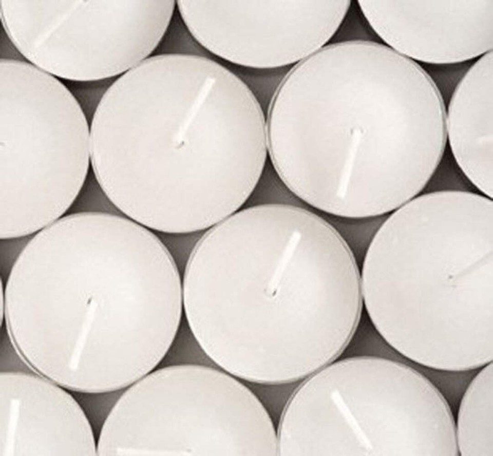 100x Tea Light Candles White Unscented Smokeless 9 Hour Burn Tealights ...