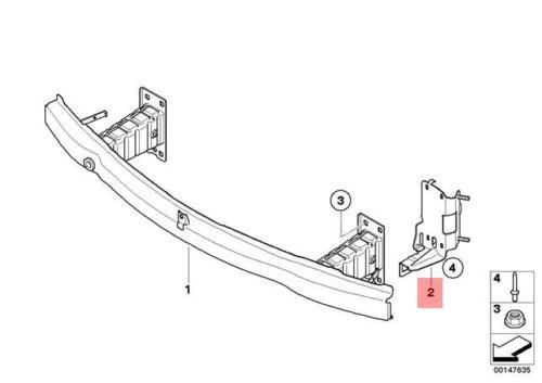 OEM BMW E82 E88 E90 Front Bumper Carrier Bracket Right 7154546 ...