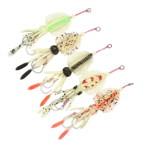 Soft Squid Bait Fishing Trolling Lure Octopus Head Jigs Luminous UV ...