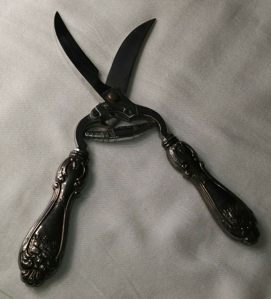 Vintage Sterling Silver Handles Kitchen Scissors Pruner Poultry Shears ...