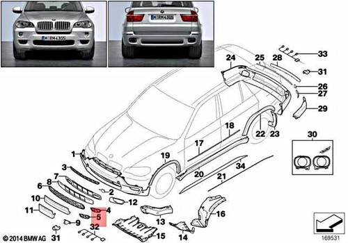 Genuine BMW X5 E70 Front Bumper Closed Grid Grille Left OEM 51118038287 ...