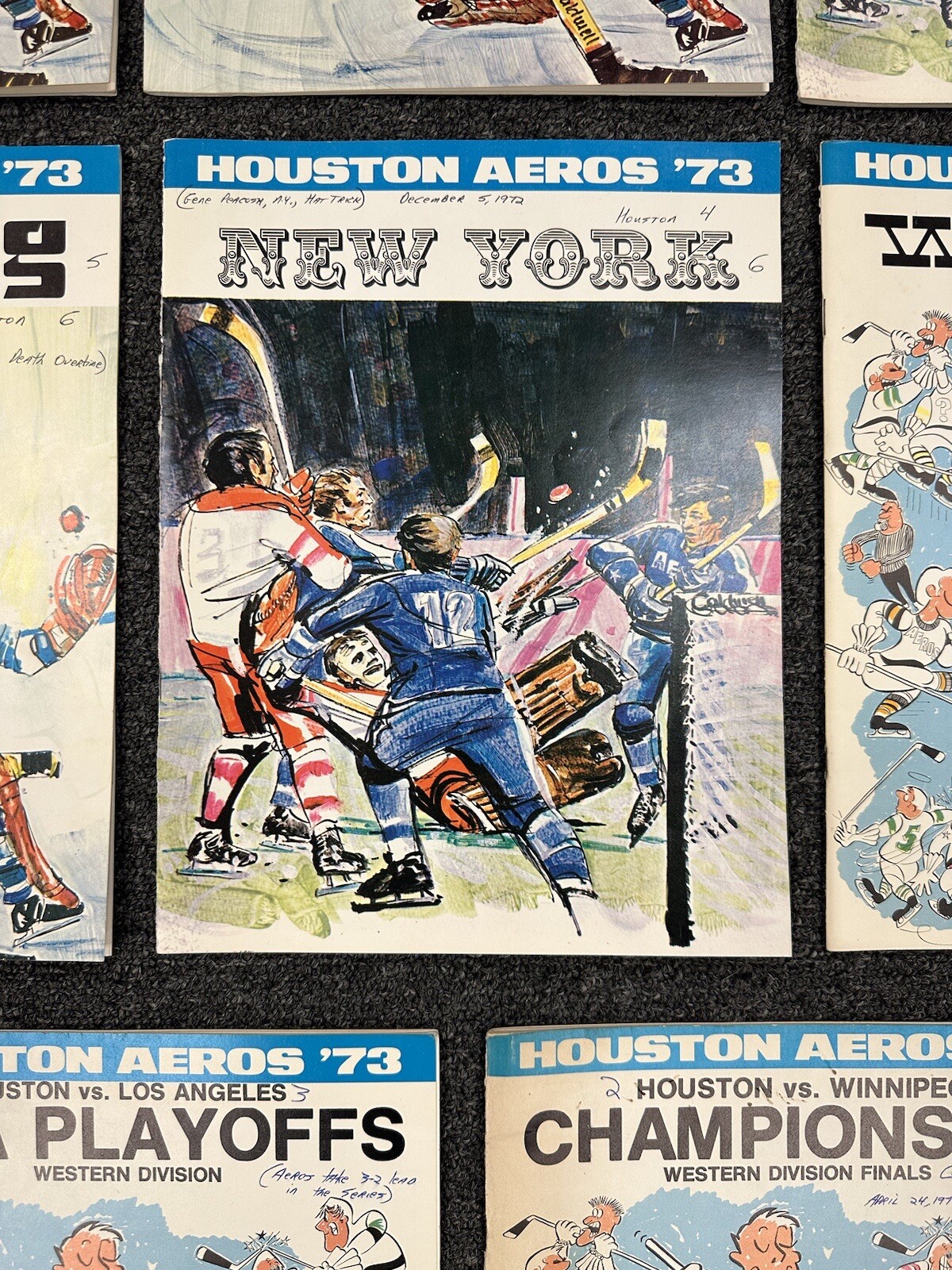 Lot of 8 Diff. 1972-73 Houston Aeros WHA Home Programs incl. 1st Game ...