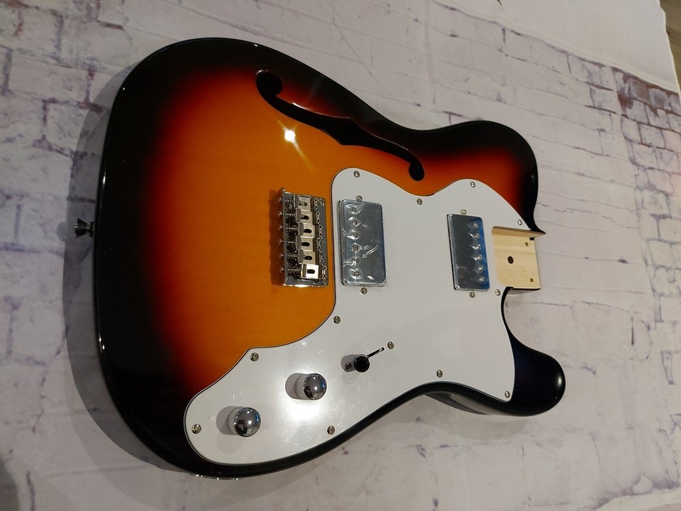 NEW LOADED Thinline Tele BODY Telecaster SUNBURST W/ WHITE PICKGUARD ...