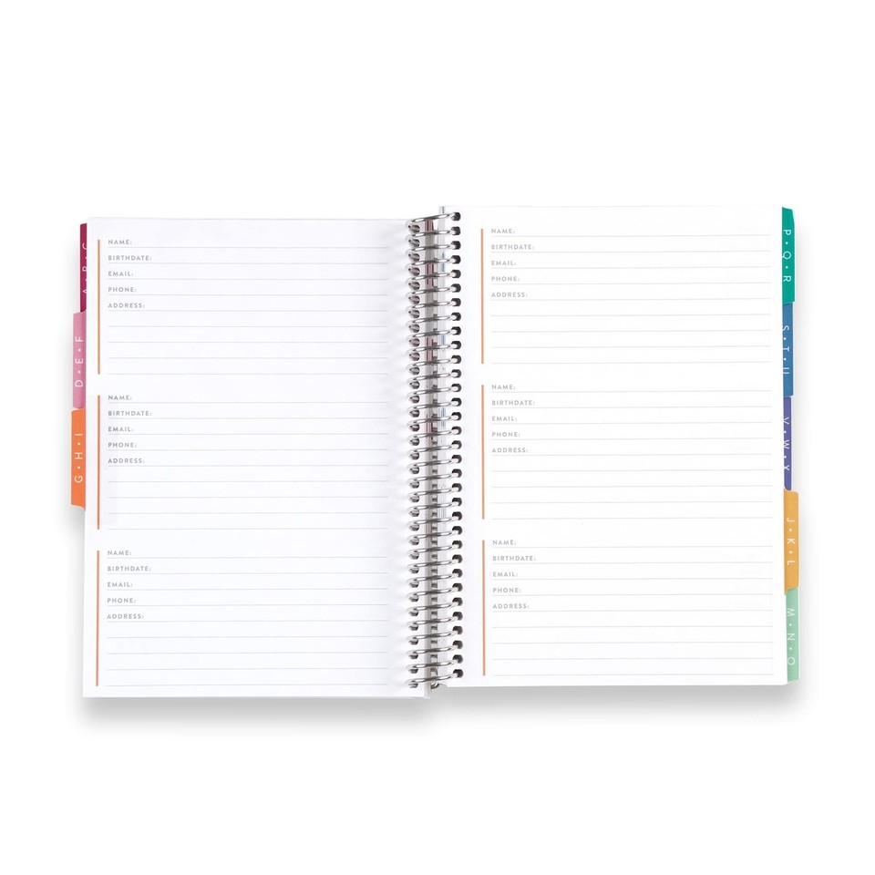 Erin Condren A5 Spiral Bound Address Book. 140 Pages with 9 Tabs. Full ...