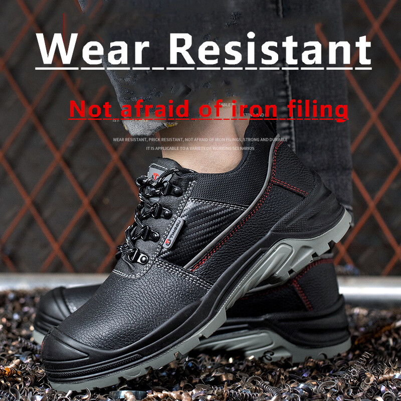 Men's Extra Wide Work Boots Anti-smash Steel Toe Sneakers Non-slip ...