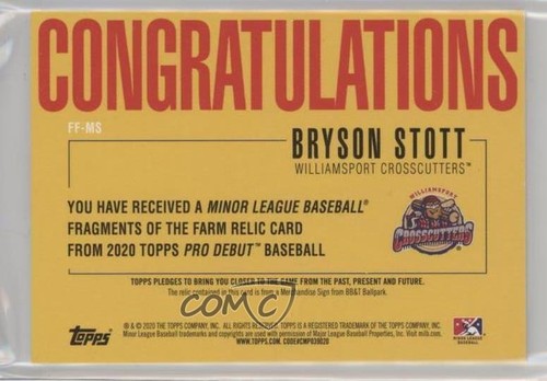 2020 Topps Pro Debut - Fragments of the Farm #FF-MS Bryson Stott (MEM ...