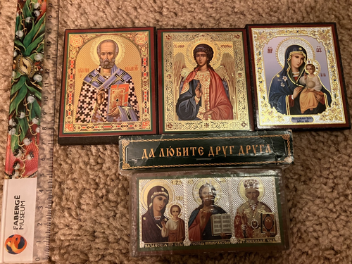 Small Russian Orthodox icons for travel. Set of 4. 7 cm x 5 cm. New ...