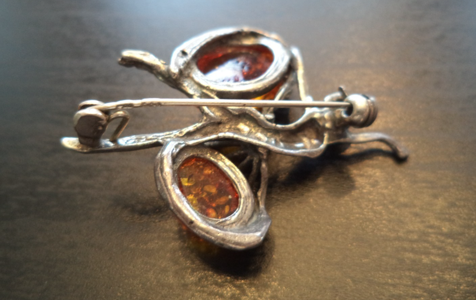STUNNING VINTAGE ESTATE SIGNED STERLING SILVER AMBER DANCER 1 5/8 ...