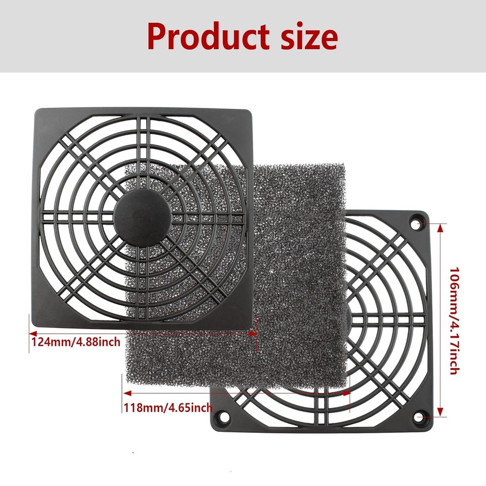 4 Pcs 120mm Black Square Plastic Cooling Fan Filter Cover, Dust Black ...