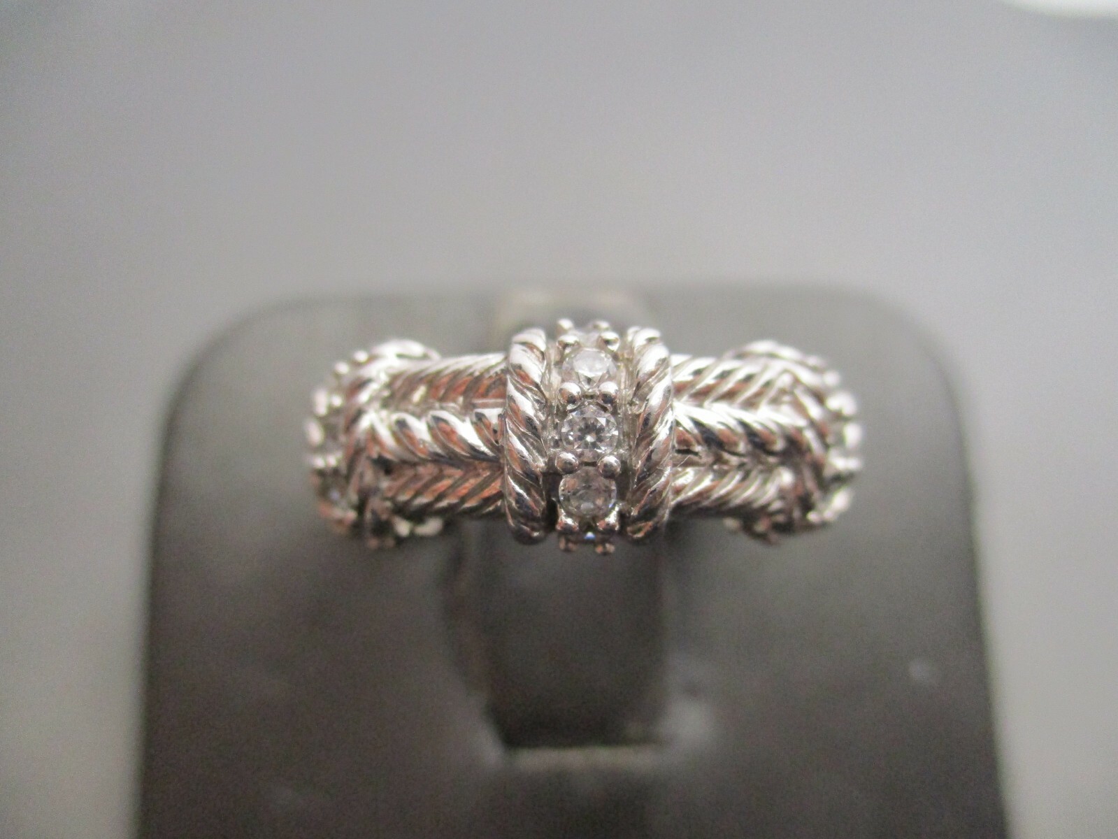 Judith Ripka Sterling Silver CZ Band Ring Size 5 - Gem