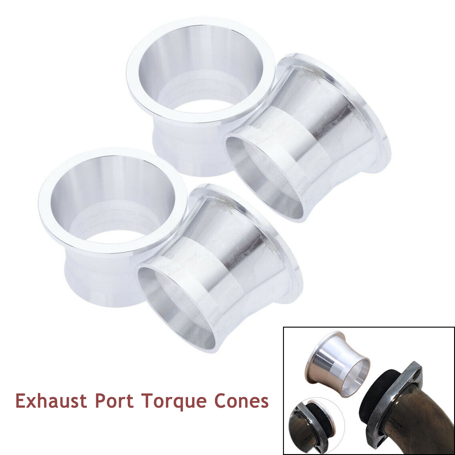 4 Pcs CNC Exhaust Port Torque Power Cones Drag Pipe For Harley Softail ...