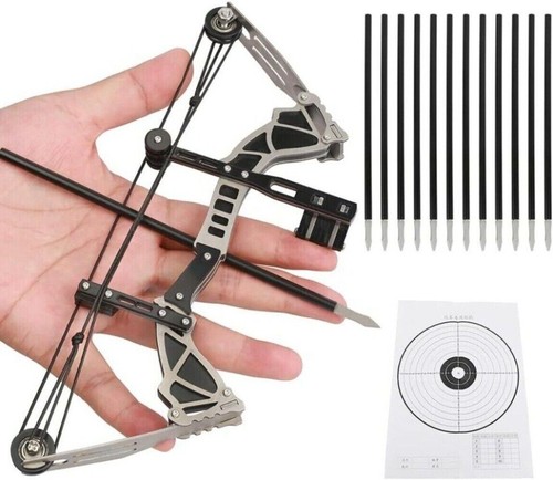 9.5" Mini Compound Bow Arrows Kit Target Shoot Game Pocket Bow Archery ...