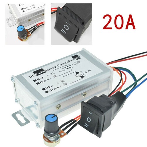 12V 24V Max 20A PWM DC Motor Stepless Variable Speed Control Controller ...