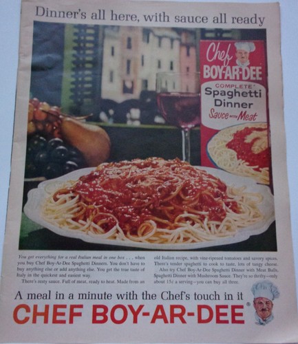 Chef Boy-Ar-Dee Spaghetti Dinner Magazine Print Advertisement 1962 | eBay