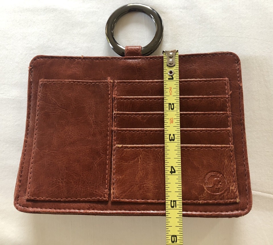 Pouchee Purse Wallet Small Organizer Pockets Brown Faux Leather Ring ...