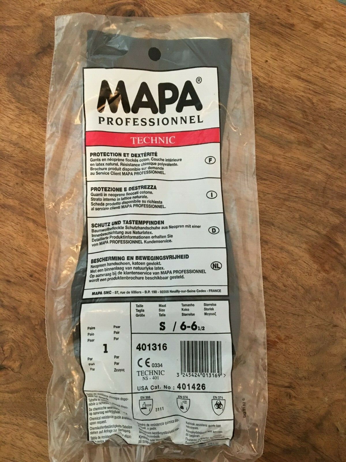 Mapa Professional Chem-Ply Neoprene Pair Gloves Size 6-6 1/2 S Small ...