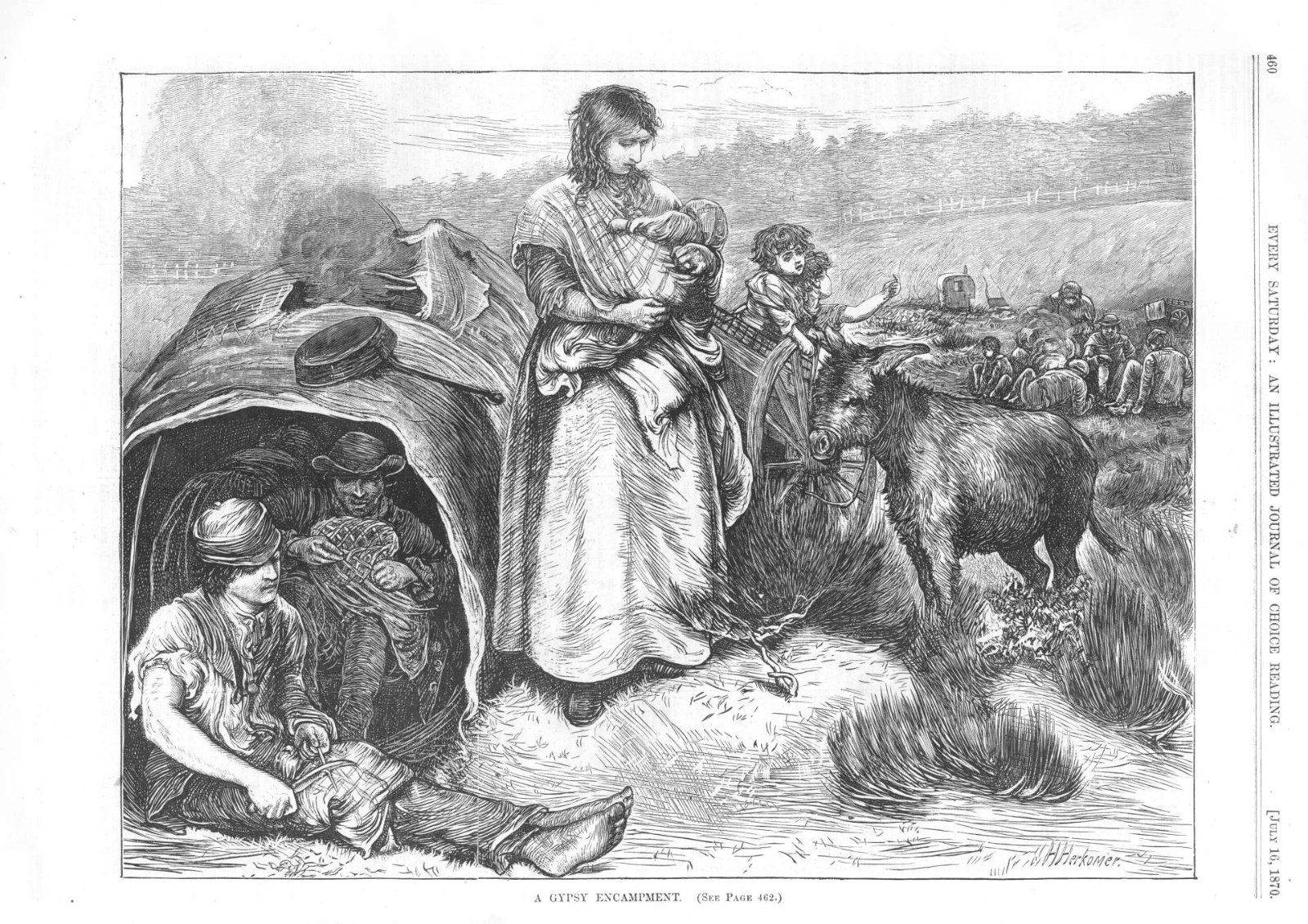 A Gypsy Encampment - 1870 Antique Print | eBay