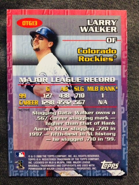 2000 Topps #OTG13 Larry Walker Own The Game Stat Stars Foil Insert Card ...