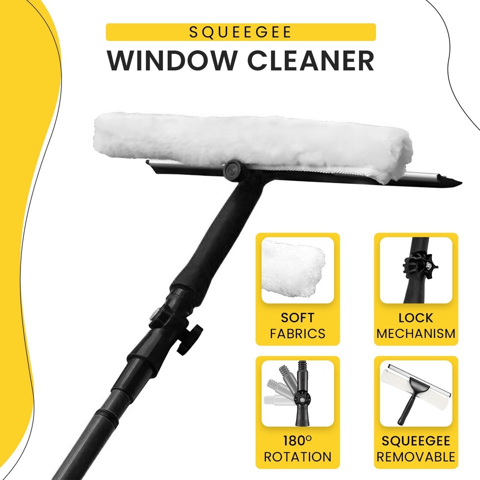 3.5M Extendable Telescopic Window Cleaning Kit Pole Squeegee Glass ...