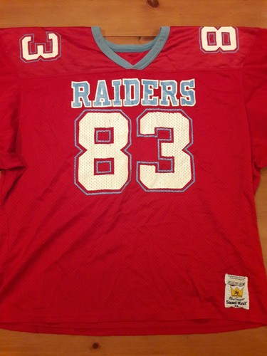 VINTAGE 1980'S RUMMEL RAIDERS GAME USED MAC GREGOR SAND KNIT JERSEY SZ ...