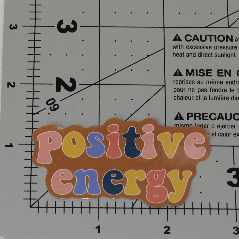 Positive Energy Retro Brown Pink Yellow Black Blue Inspiration Sayings ...