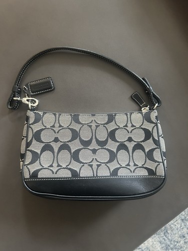 Coach Signature Demi Mini Pouch Bag Canvas Leather Black 6094 | eBay